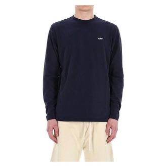 Autry Homme, Tops, Bleu, Taille: XL T-shirt Bleu en Coton à Manches Longues