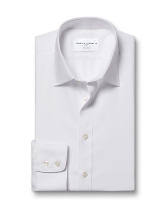 CHARLES TYRWHITT B&uuml;gelfreies Twill-Hemd - Wei&szlig; Knopfmanschette
