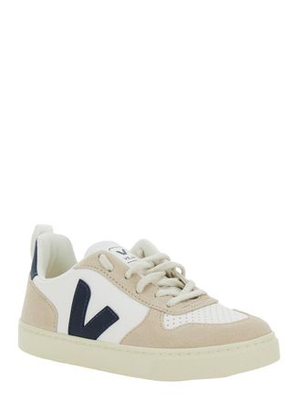 Veja Boys V-10 Sneaker With Suede Inserts White Leather Trainers