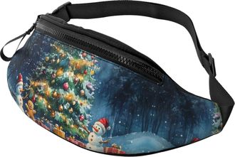 Generic Mit Rei&szlig;verschluss Waist Fanny Pack Weihnachtsbaum-Druck Sporttasche Waist Fanny Pack Brusttasche F&uuml;r Fitness Camping Joggen 14X35Cm