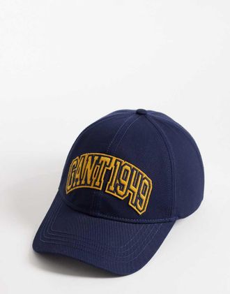 GANT Baseballkappe aus Baumwoll-Twill in Marineblau mit College-Logo