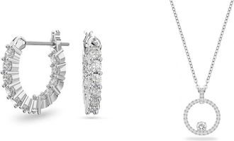 Swarovski Vittore Kreolen & Creativity Anhänger, Weiß, Rhodiniert - Schmuckset für Damen