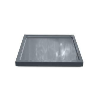 Vladon Dekoschale Maya, Made in Germany, moderne Dekorationsschale eckig, Grau Hochglanz (20 x 1,8 x 20 cm)