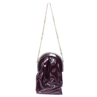 Charles Jourdan Brown Patent Leather Long Chain Vintage Clutch