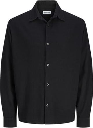 Jack & Jones Jjleo Jacquard Shirt Ls, Noir, XL Hommes