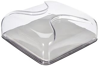 Guzzini Cloche &Agrave; Fromage Carr&eacute;e Gocce, 25,5 x 25,5 x h11,5 cm, Gris Ciel Dhiver