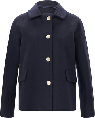 Max Mara Femme, Vestes, Bleu, Taille: 42 FR Manteau Court en Laine