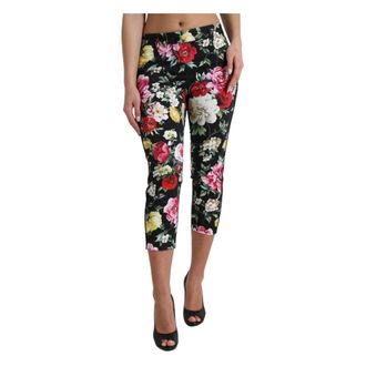 Dolce & Gabbana Femme, Pantalons, Multicolore, Taille: 36 FR Pantalon Court Floral &Eacute;l&eacute;gant