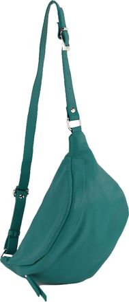 modamoda.de T77 - ital. Hüfttasche Bauchtasche Brusttasche Medium aus weichem Leder, Farbe:Petrol