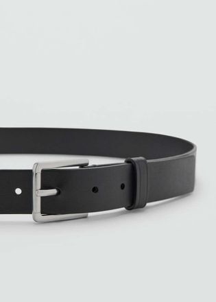 Mango Ceinture cuir boucle noir - Homme - 100 - MANGO MAN