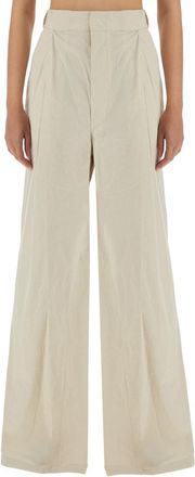 Maison Margiela Pleated Wide-Leg Trousers - Beige