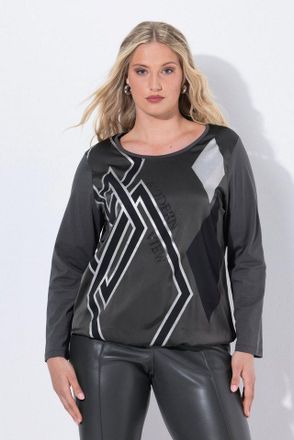 Ulla Popken Longsleeve Shirt Rhomben Rundhals Langarm Gummisaum