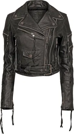 Trueprodigy Lederjacke Izzy mit Rei&szlig;verschluss und G&uuml;rtel
