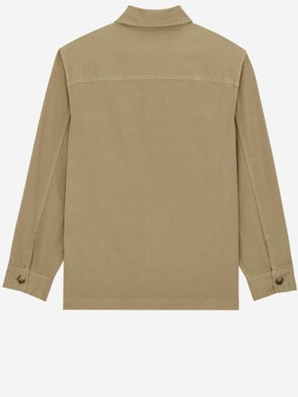 Saint Laurent Mens Oversized Cotton Shirt With Logo Beige