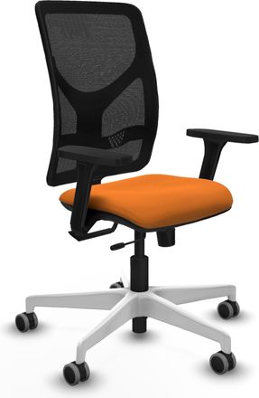 Piqueras y Crespo B&uuml;rostuhl mit 3D-Armen, h&ouml;henverstellbare Lendenwirbelst&uuml;tze, ausgestattet mit Syncro/Traslack und Schneideschaum, Schwarz/Orange