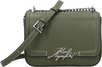 Karl Lagerfeld Umh&auml;ngetasche aus Leder mit Kettenriemen - - Bags - Damen - Gr&uuml;n - ONE SIZE