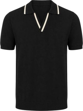 Paolo Pecora Homme, Tops, Noir, Taille: XL Polo &agrave; col en V &agrave; manches courtes