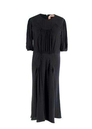 N&deg;21 Black Crepe Midi Dress Size M