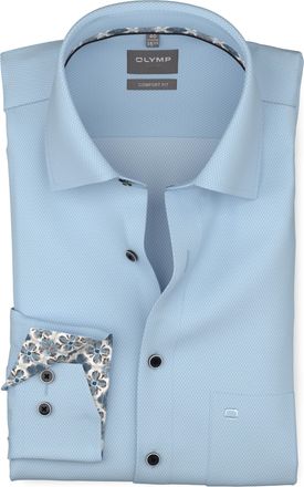 Olymp Herren Oberhemd Langarm 100184,Einfarbig,Comfort Fit 38,New Kent,bleu 11,47
