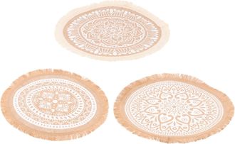SOLUSTRE Ipetboom 3stücke Makramee Mandala Tischsets Runde Tischtücher Tischsets Mit Quaste Für Schreibtisch Hochzeit Tischdeko Wärmeisolierend