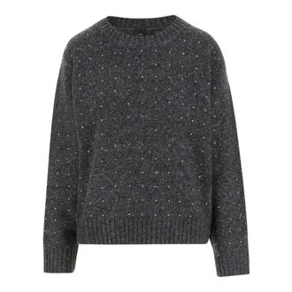 Pinko Pinko, Femme, Pulls, Gris, Taille: 38 FR Pull en maille avec strass
