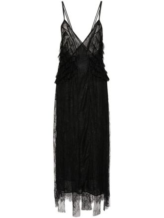 Blumarine robe en dentelle &agrave; coupe longue - Noir