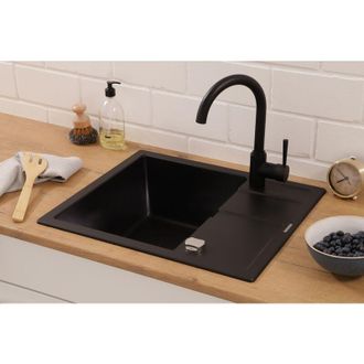 Respekta K&uuml;chensp&uuml;le Einbausp&uuml;le Granit Sp&uuml;lbecken Sp&uuml;le 58x50 Schwarz Respekta Nashville