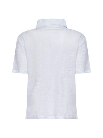 Blanca Vita Womens Polo Shirt White Linen Tops