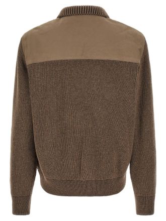 Brioni Suede and Ribbed Knit Hybrid Jacket - Brown