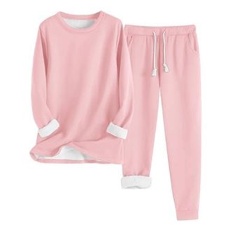 Generic Co Ord Ensembles pour femmes en tricot de couleur unie col haut d&eacute;contract&eacute; et d&eacute;contract&eacute; deux ensembles de pantalons &agrave; manches longues ensemble surv