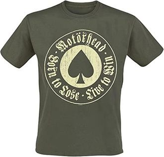 Mot&ouml;rhead Born to Lose Homme T-Shirt Manches Courtes Kaki M 100% Coton Regular/Coupe Standard