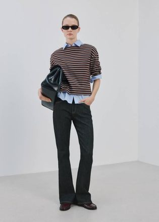 Mango Sweat rayures col bateau chocolat - Femme - XXS - MANGO