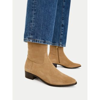 Tommy Hilfiger Stiefeletten Tommy Hilfiger Suede Ankle Boot W Zip FW0FW09922 Beige