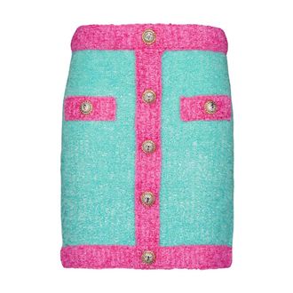 Balmain Zweifarbiger Gekn&ouml;pfter Strickrock - - Skirts - Damen - Blau - M