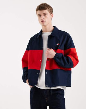 Tommy Jeans Surchemise color block - Bleu marine et rouge