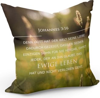 Fabulous Kissen Kissen mit Kissenbezug 40x40 cm Johannes 3:16 Bibelvers Spirituell Religiös Quote