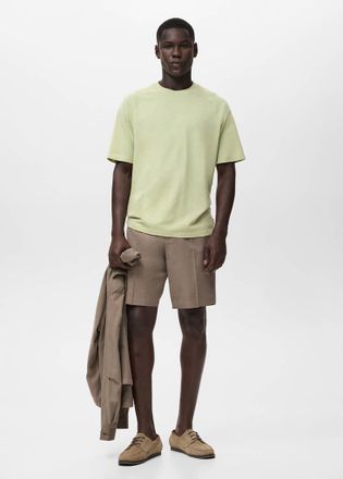 Mango T-shirt coton lin relaxed-fit vert pomme - Homme - XXL - MANGO MAN