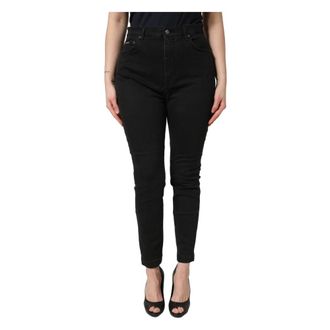 Dolce & Gabbana High Waist Skinny Baumwoll-Denim-Jeans - - Jeans - Damen - Schwarzk - 2XL