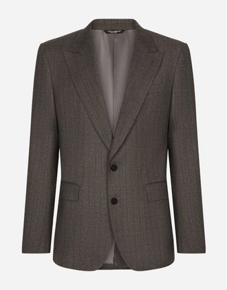 Dolce & Gabbana Einreihige Nadelstreifenjacke Aus Flanell - Mann Anz&uuml;ge Und Blazer n/d 58