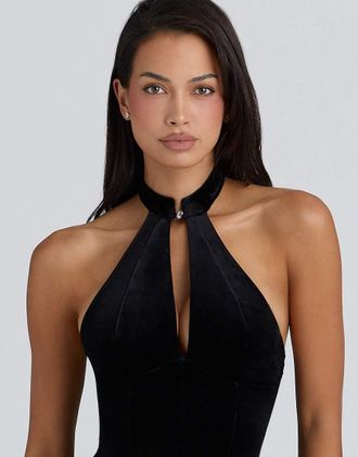 House of CB Zia top dos nu en velours noir