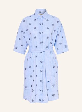 0039 Italy 0039 Italy Hemdblusenkleid Derby Mit Leinen blau