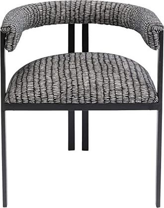Kare Design Design Armlehnstuhl Paris, Schwarz/Weiß, Esszimmerstuhl, Polsterstuhl, Edelstahl Gestell, 54cm Sitzhöhe, 71x58x54 cm (H/B/T)