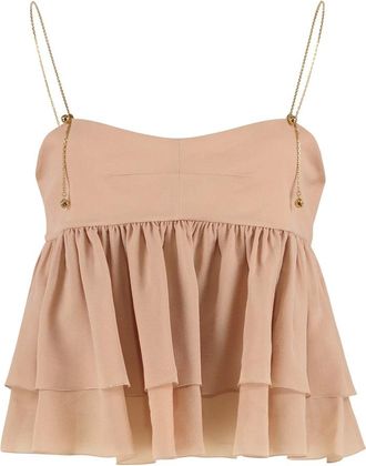 Chlo&eacute; Femme, Tops, Rose, Taille: 38 FR Sleeveless Ruffle Top