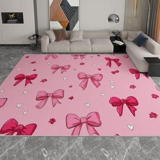 Generic Tapis de Salon Lavable en Machine 120 x 170 cm, Tapis &agrave; Faible Poil Antid&eacute;rapant avec Imprim&eacute; Mignon Dessin Anim&eacute; Fleurs Noeuds - pour la Chambre &agrave; Co