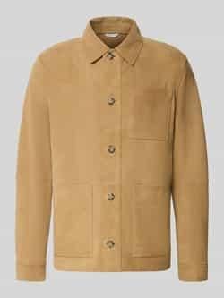 Manuel Ritz Lederjacke mit Knopfleiste und aufgesetzten Taschen