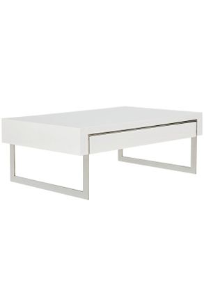 MID.YOU Mid.you Couchtisch, Weiß, Weiß Hochglanz, Metall, Holzwerkstoff, 1 Schubladen, rechteckig, eckig, 110x40x70 cm, Wohnzimmer, Wohnzimmertische