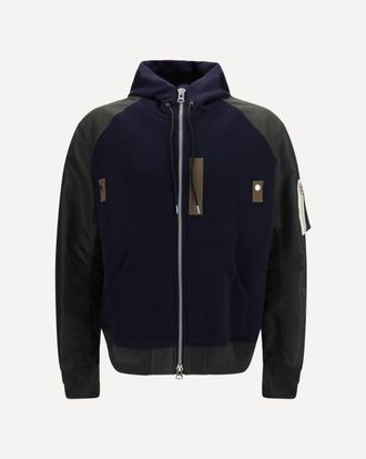 sacai Cotton blend and twill Hoodie Male 3