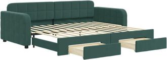 vidaXL Tagesbett Ausziehbar mit Schubladen Dunkelgr&uuml;n 90x200 cm Samt Vidaxl