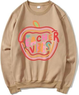 Generic Sweat-shirt pour femme - Imprim&eacute; graphique - Haut surdimensionn&eacute; - Col rond - Manches longues - Automne - Hiver - D&eacute;contract&eacute; - Confortable - Tendance