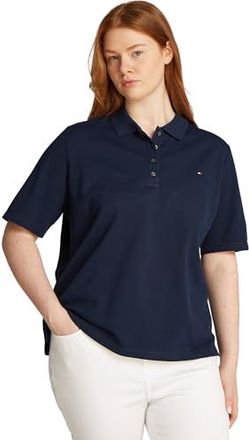 Tommy Hilfiger Polo Manches Courtes Femme Regular Fit, Bleu (Dark Night Navy), 48